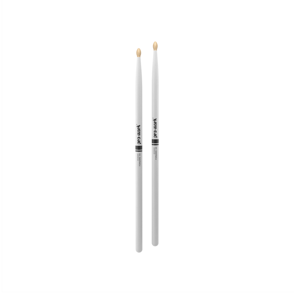 Promark Classic Forward 5A Hickory Drumstick, Oval Wood Tip - White ...